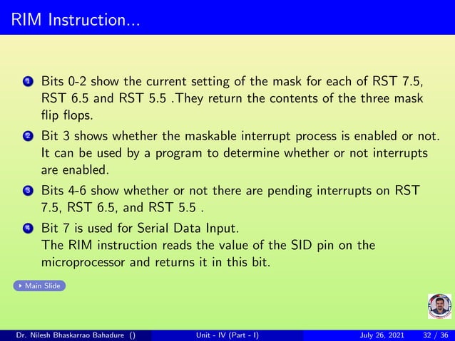 Interrupts of microprocessor 8085 | PDF