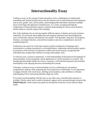 Intersectionality Essay. Doxa International University | PDF