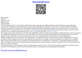 Intersectionality Reflection | PDF