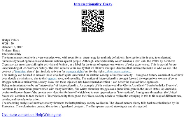 Intersectionality Reflection | PDF | Debated Sensitive Social Issues ...