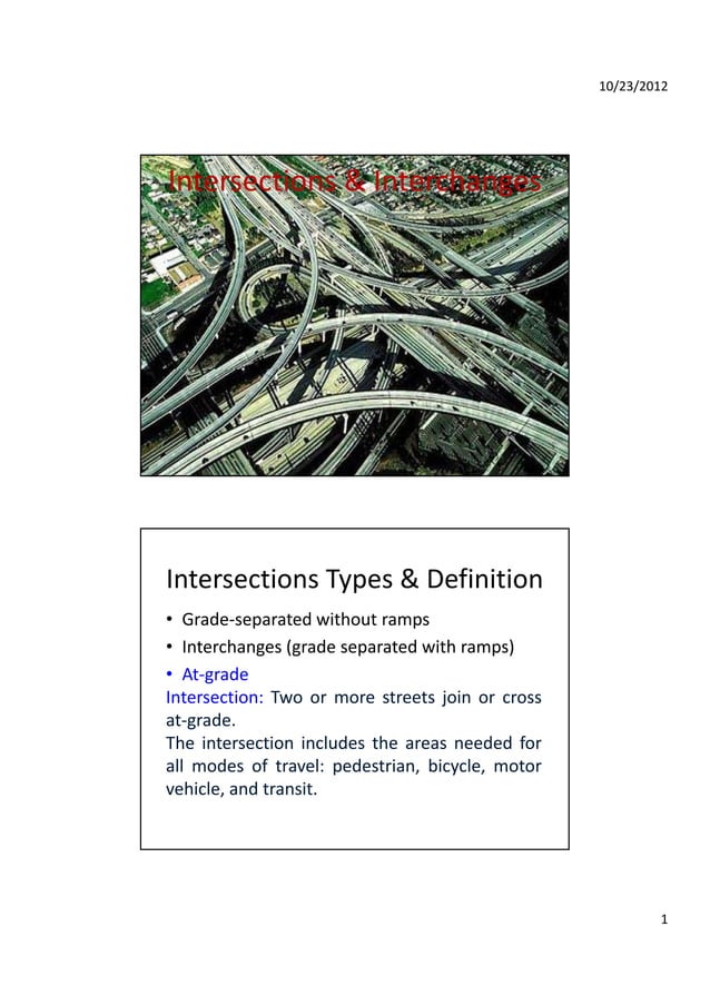 Intersections & Interchanges ( Highway Engineering Dr. Sherif El-Badawy ) | PDF
