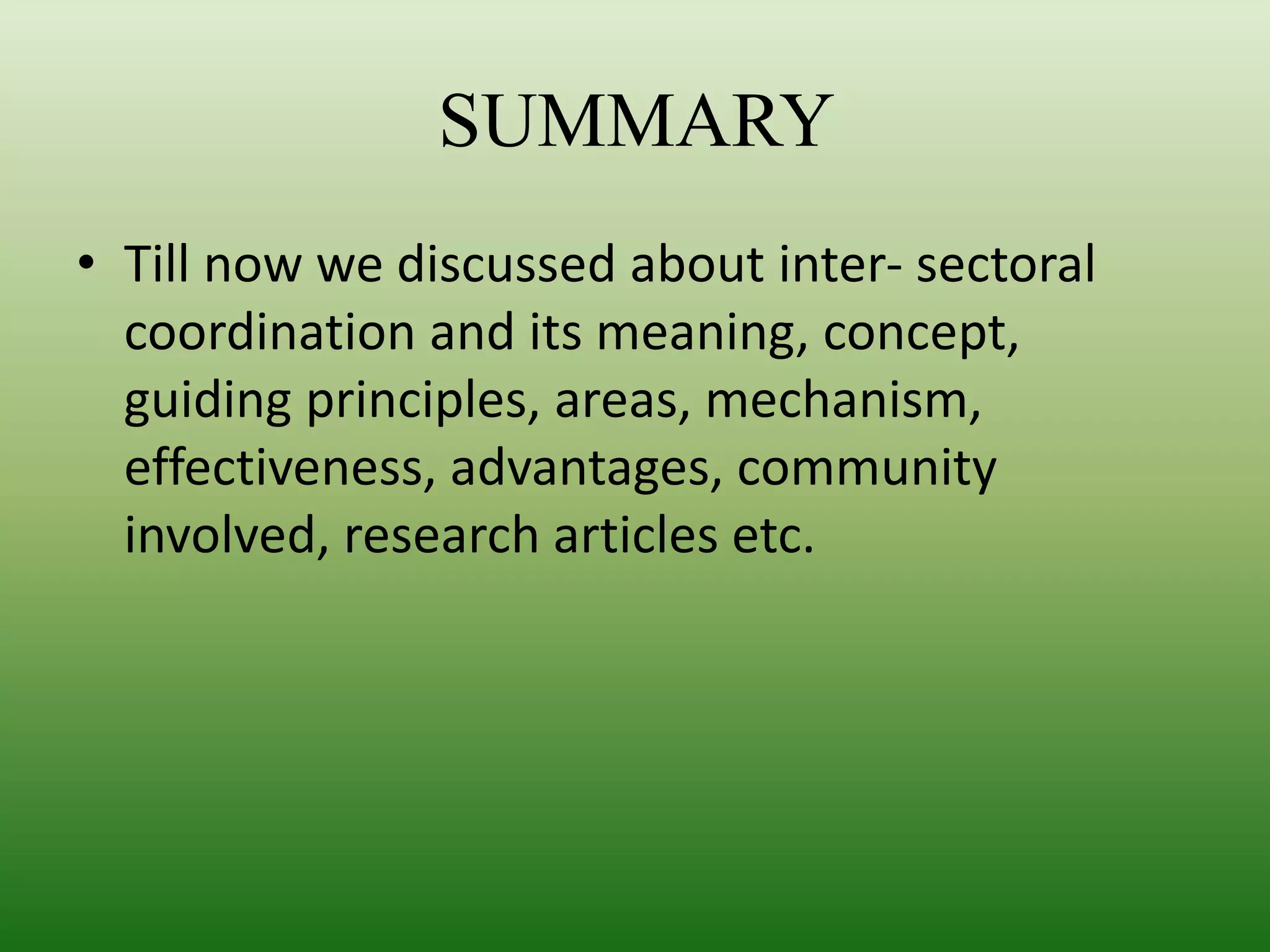 Intersectoral coordination | PPTX