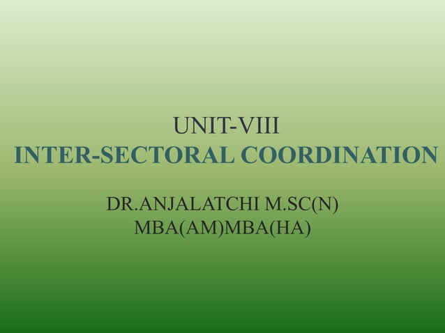 Intersectoral coordination | PPTX