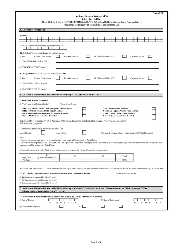 National Pension System (NPS) Inter Sector Shifting Form | PDF