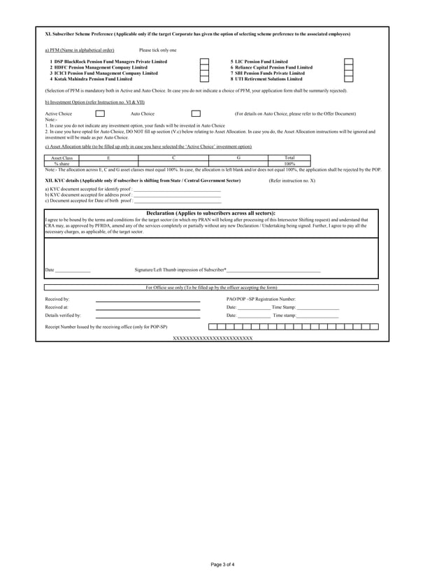 National Pension System (NPS) Inter Sector Shifting Form | PDF