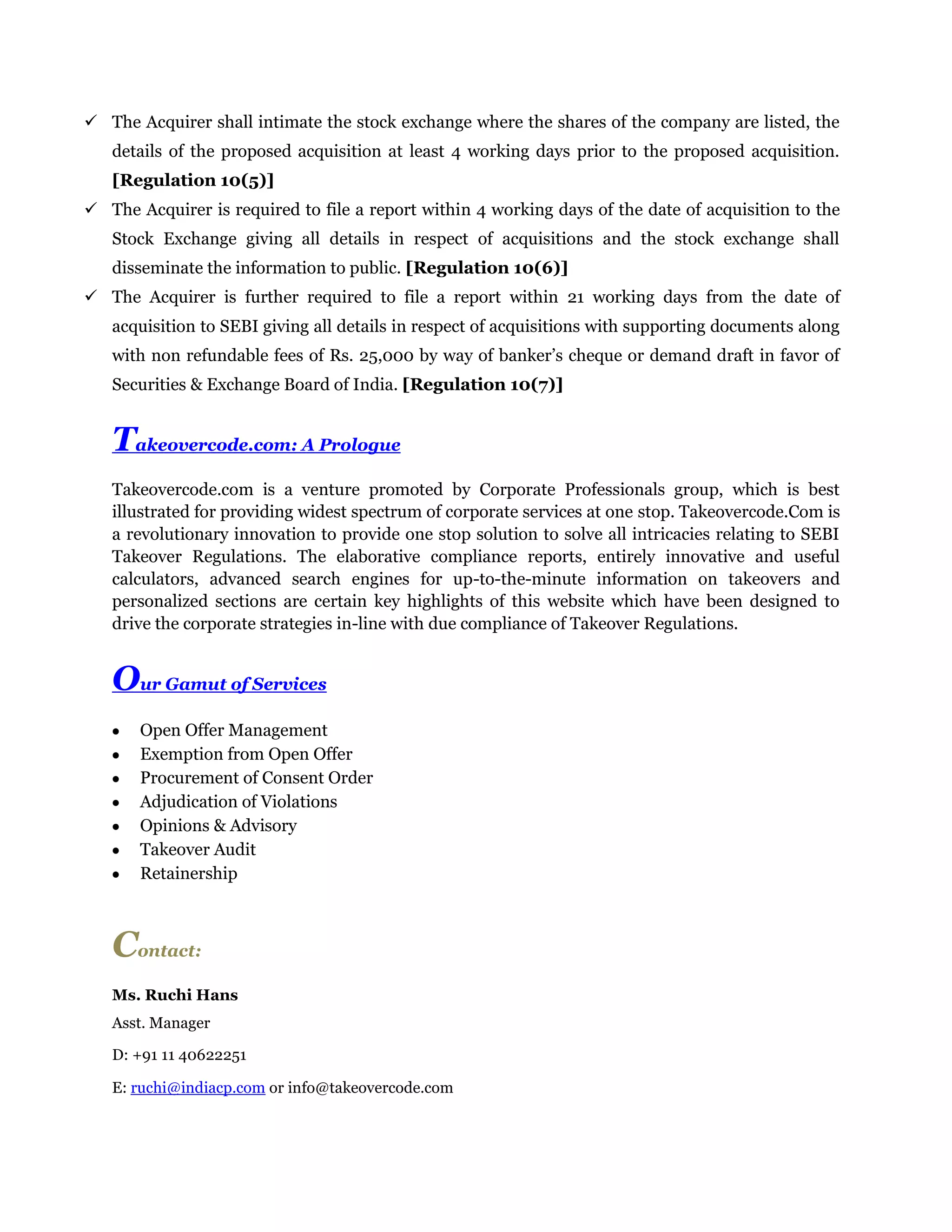 Inter se Transfer of Shares under SEBI (SAST) Regulations, 2011 | DOCX