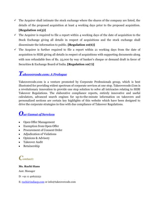 Inter se Transfer of Shares under SEBI (SAST) Regulations, 2011 | DOCX