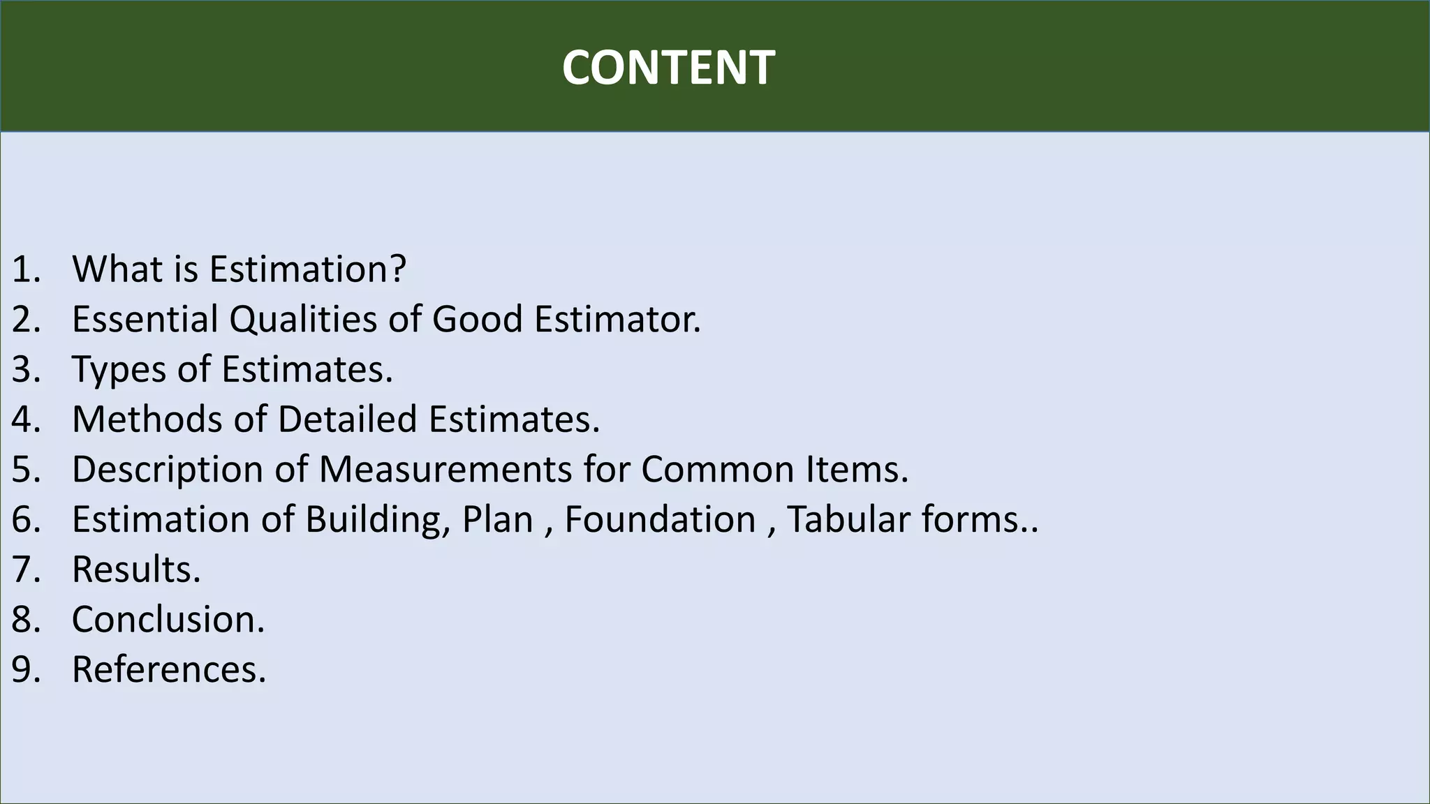 Cost estimation of a Building | PPTX