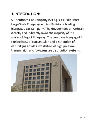 SSGC Karachi Internship report | PDF