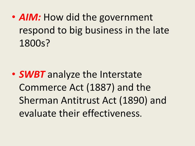 Interstate Sherman & Interstate Commerce Act | PPTX
