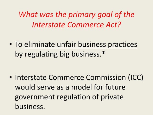 Interstate Sherman & Interstate Commerce Act | PPTX
