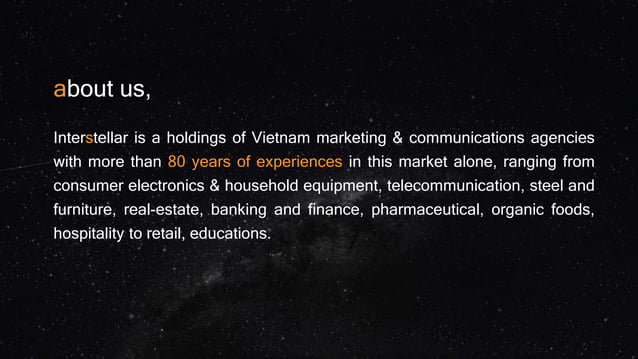 Interstellar - Abous us | PPTX | Marketing and Advertising | Business