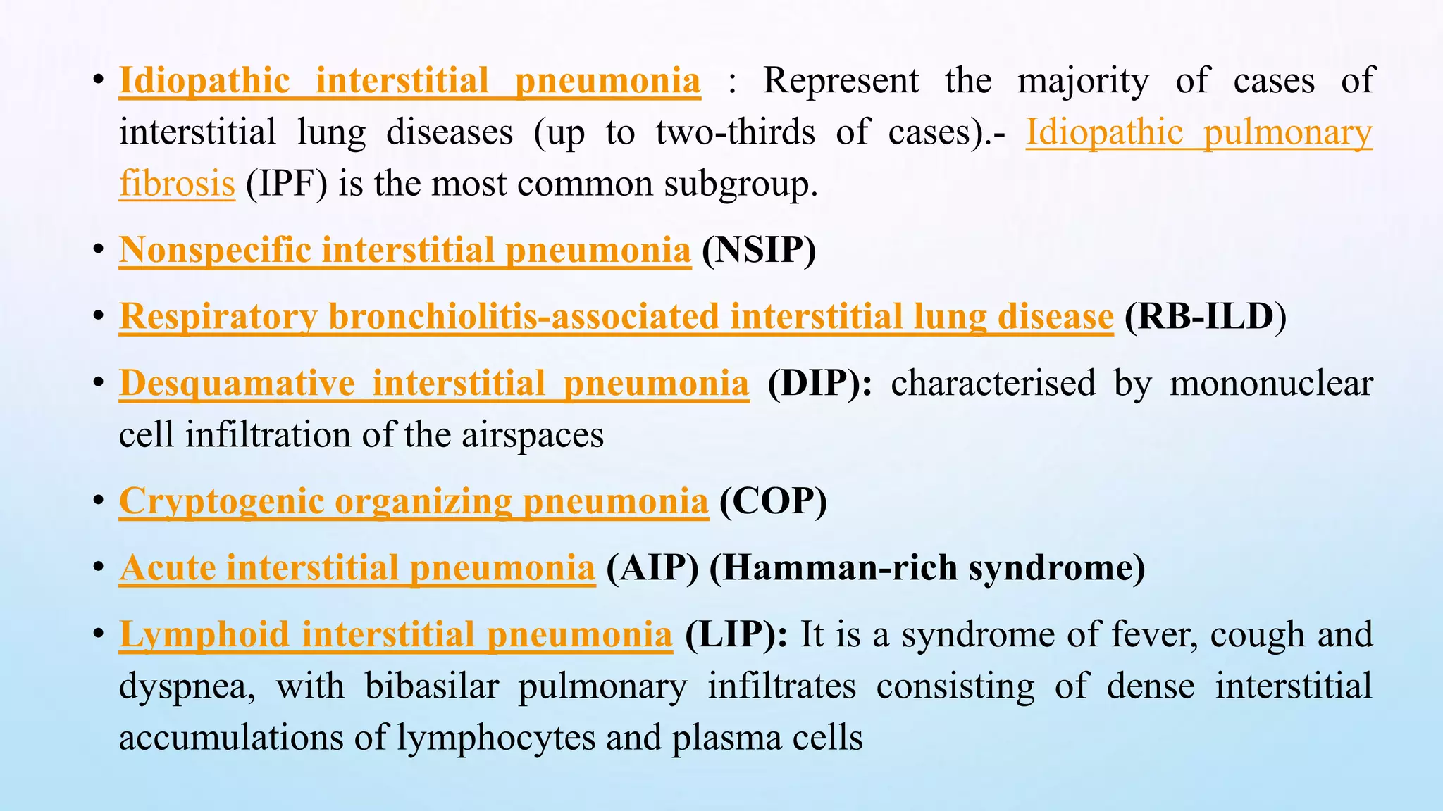 Interstitial lung disease (ILD) ppt slideshare | PPTX