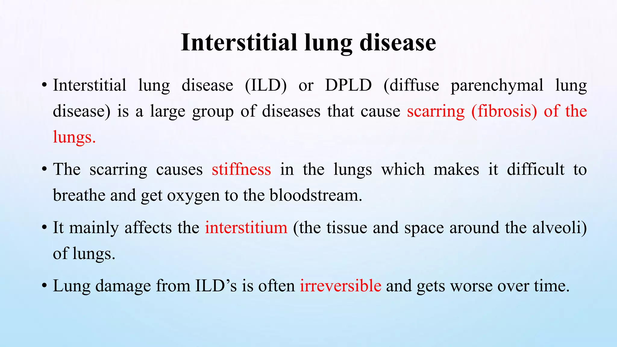 Interstitial lung disease (ILD) ppt slideshare | PPTX