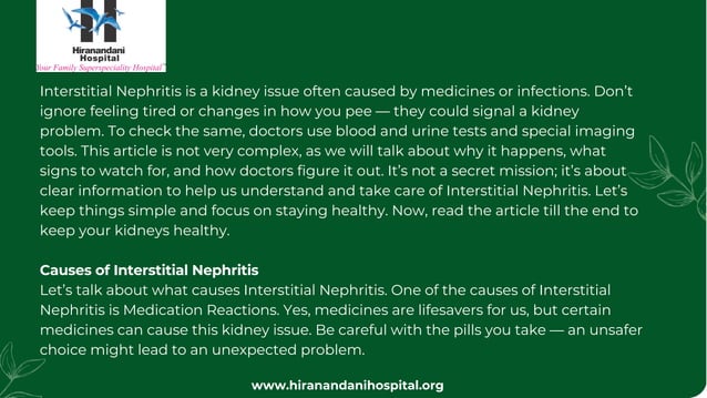 Interstitial Nephritis Causes, Symptoms, And Diagnosis - Hiranandani ...