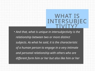 Intersubjectivity. Introduction to the Philosophy | PPTX