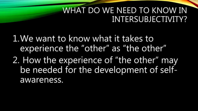 Intersubjectivity: Human Relations | PPTX