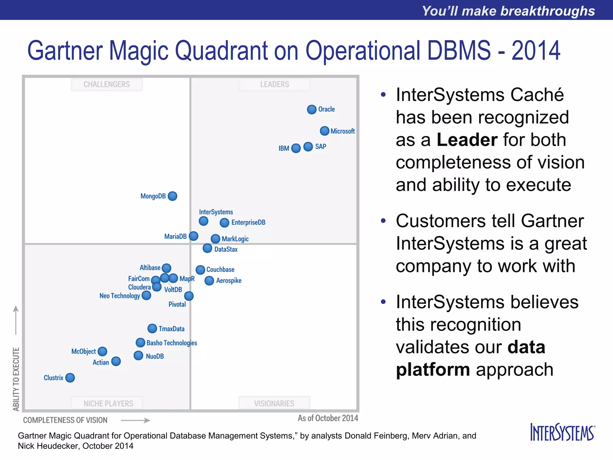 InterSystems Caché a leader in Gartner MQ on Operational DBMS | PDF