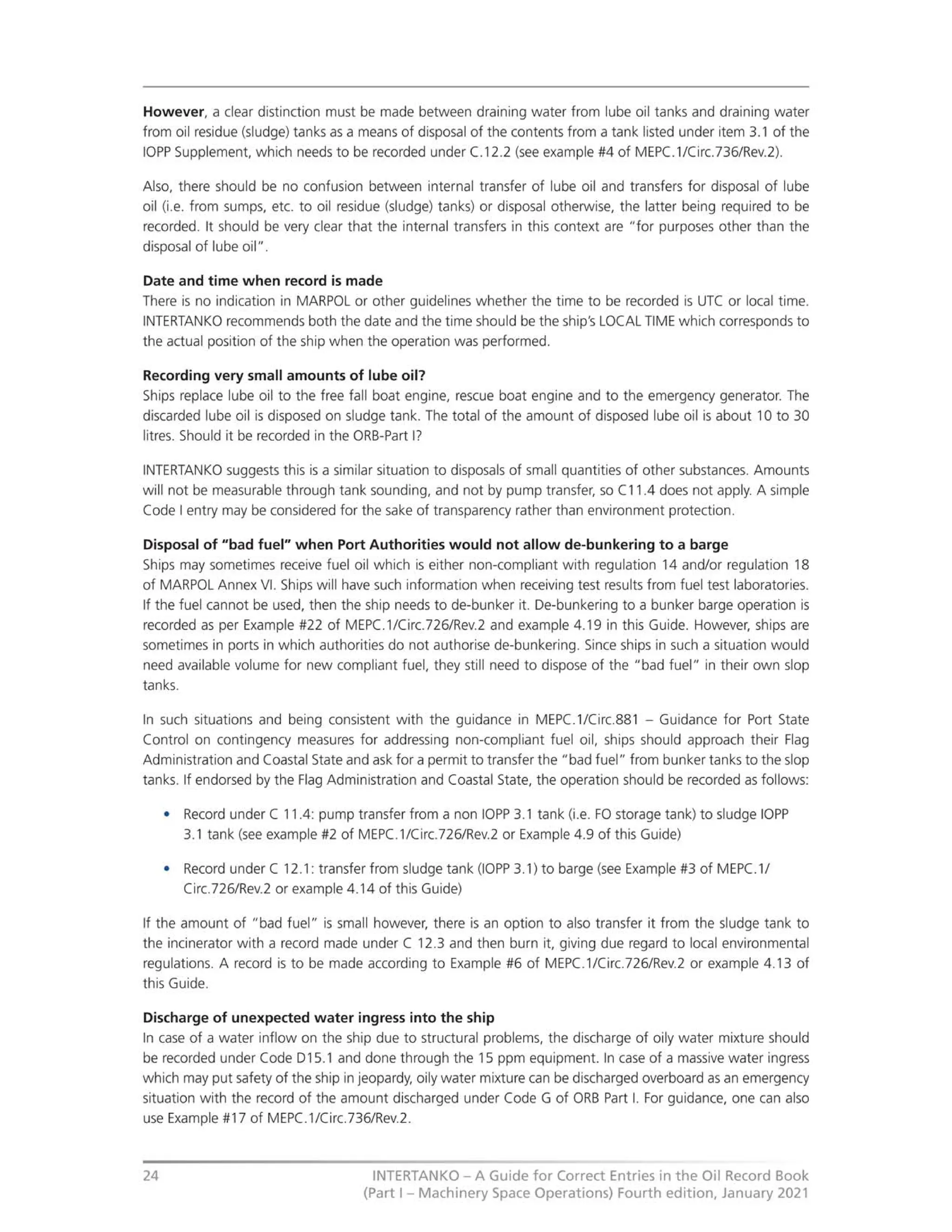 INTERTANKO - A Guide for Correct Entries in the Oil Record Book Part I - 4th Edition | PDF