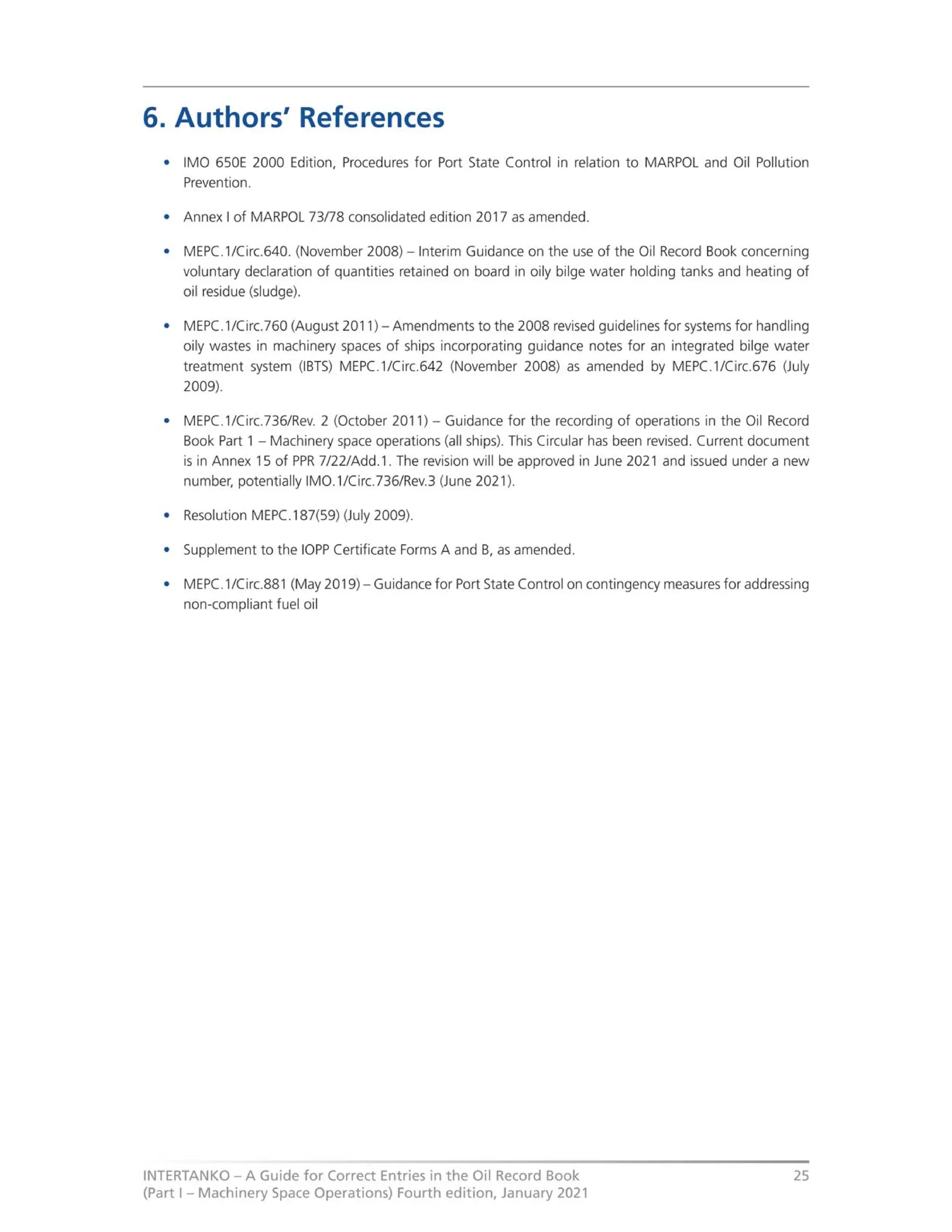 INTERTANKO - A Guide for Correct Entries in the Oil Record Book Part I - 4th Edition | PDF