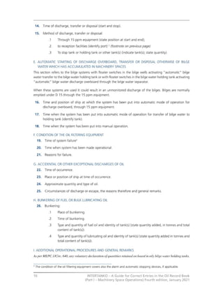 INTERTANKO - A Guide for Correct Entries in the Oil Record Book Part I - 4th Edition | PDF