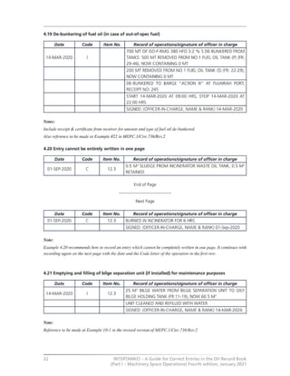 INTERTANKO - A Guide for Correct Entries in the Oil Record Book Part I - 4th Edition | PDF