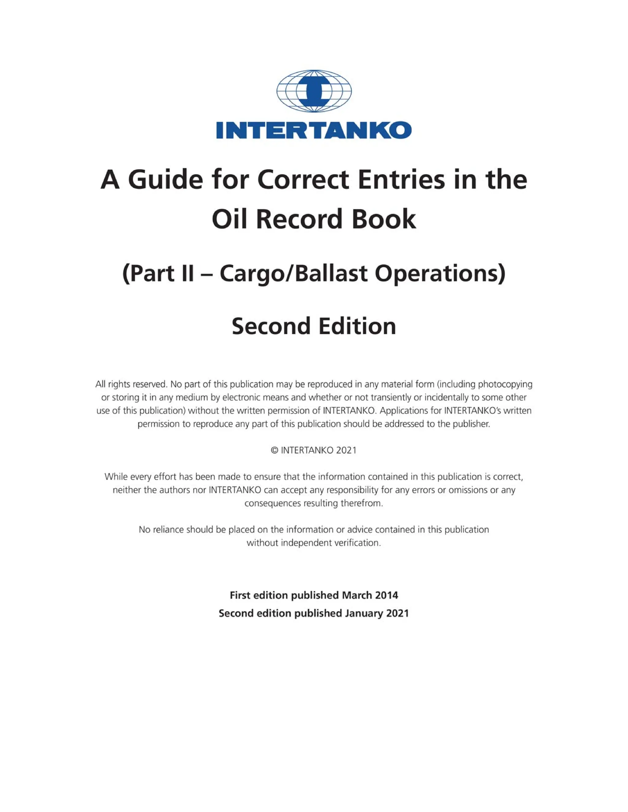 INTERTANKO - A Guide for Correct Entries in the Oil Record Book Part II ...