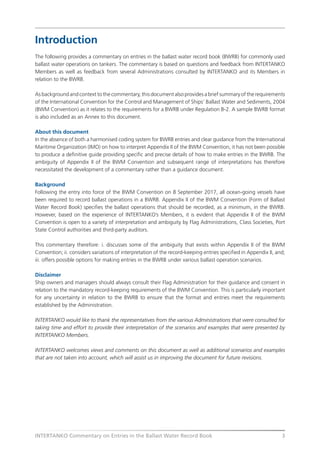 INTERTANKO Commentary on Entries in the Ballast Water Record Book (BWRB ...