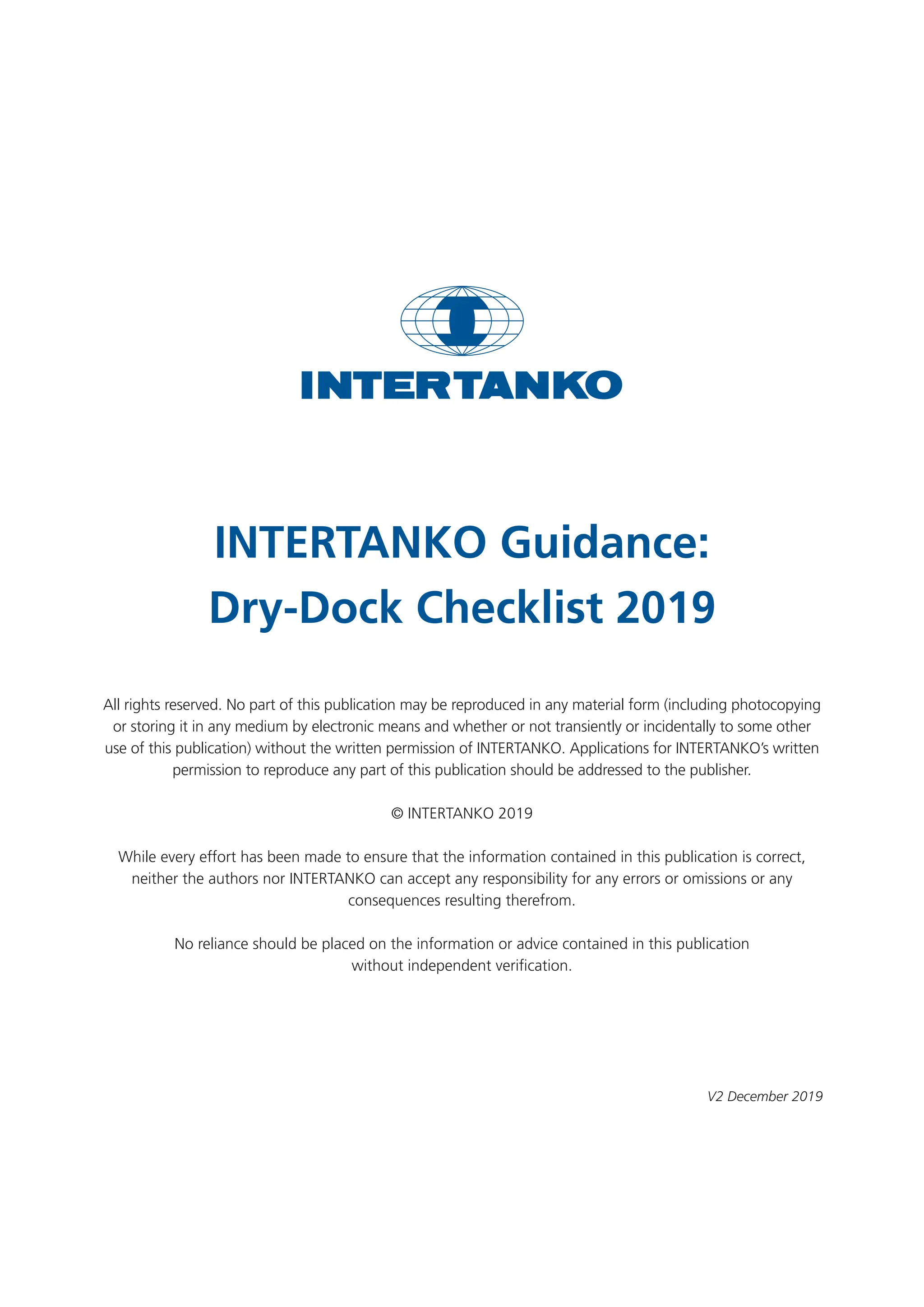 INTERTANKO GUIDANCE Dry-Dock Checklist-V2 | PDF
