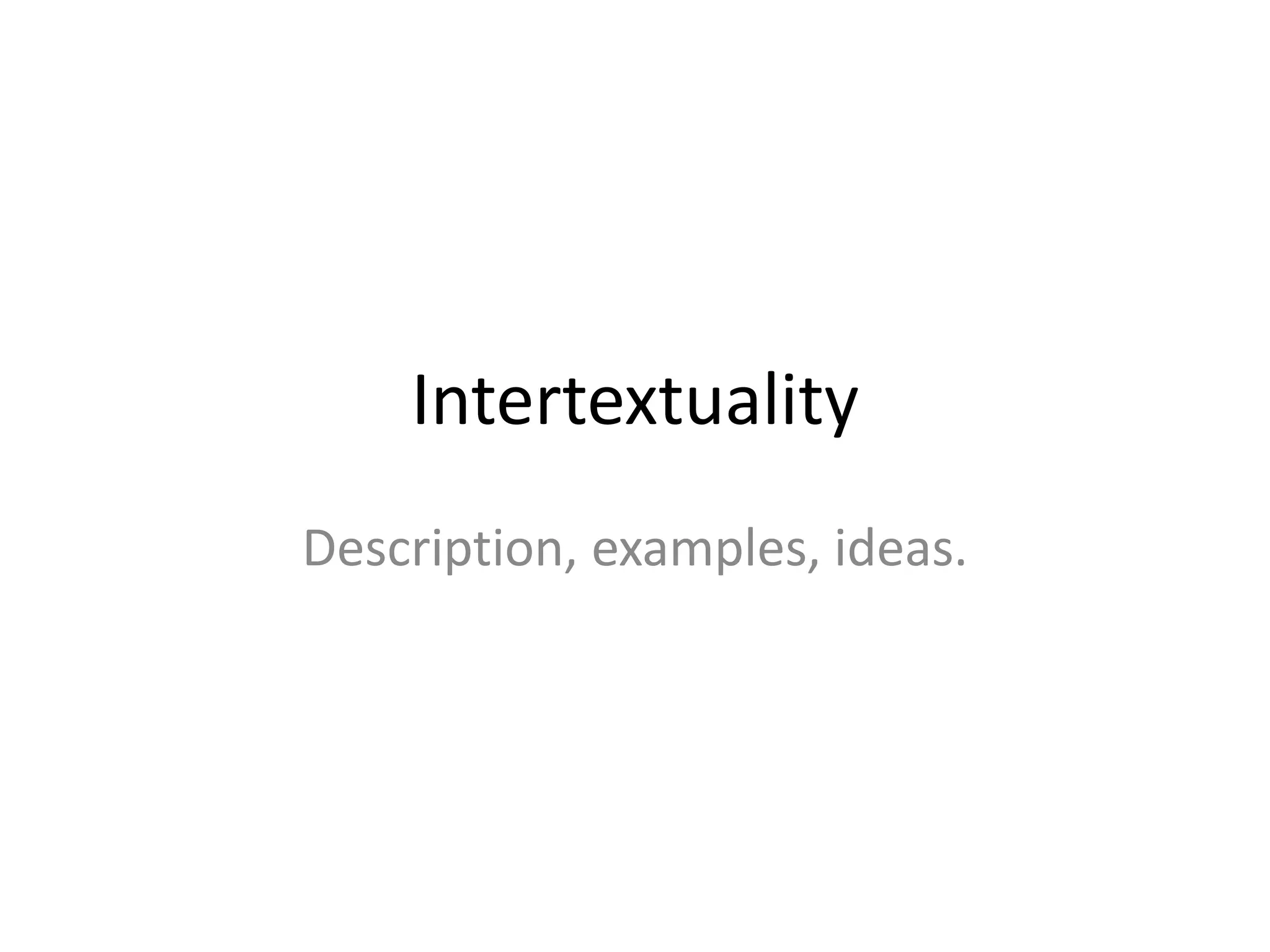 Intertextuality in Music Videos | PPTX