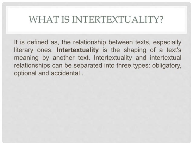 Intertextuality | PPTX | Movies | Entertainment
