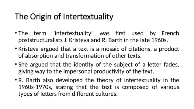 THE CONCEPT OF INTERTEXTUALITY IN RESEARCH | PPT