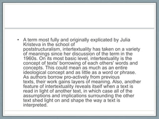 Literature and Intertextuality | PPTX | Poetry | Books and Literature