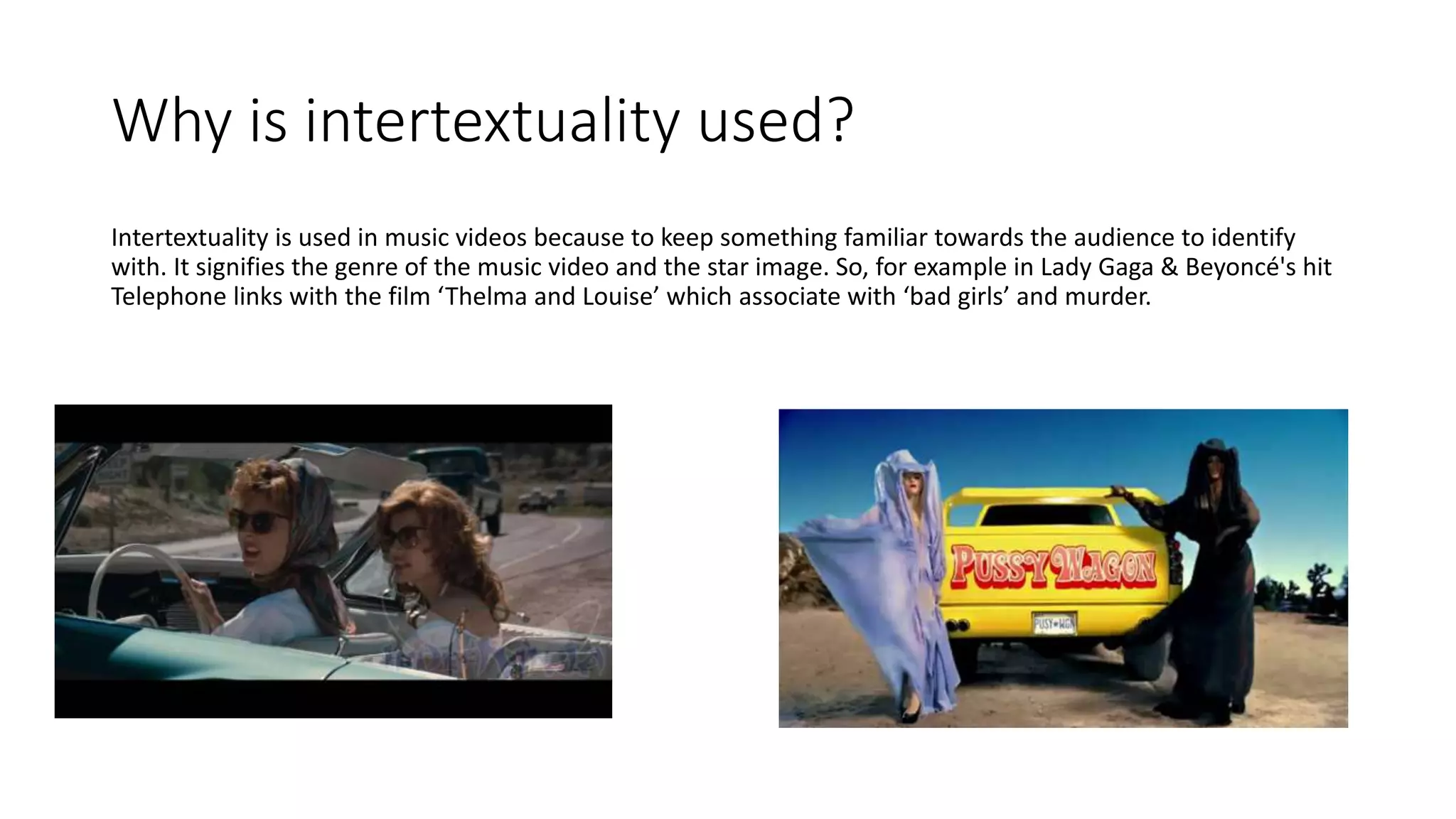 Intertextuality in music videos – andrew goodwin’s theory | PPTX