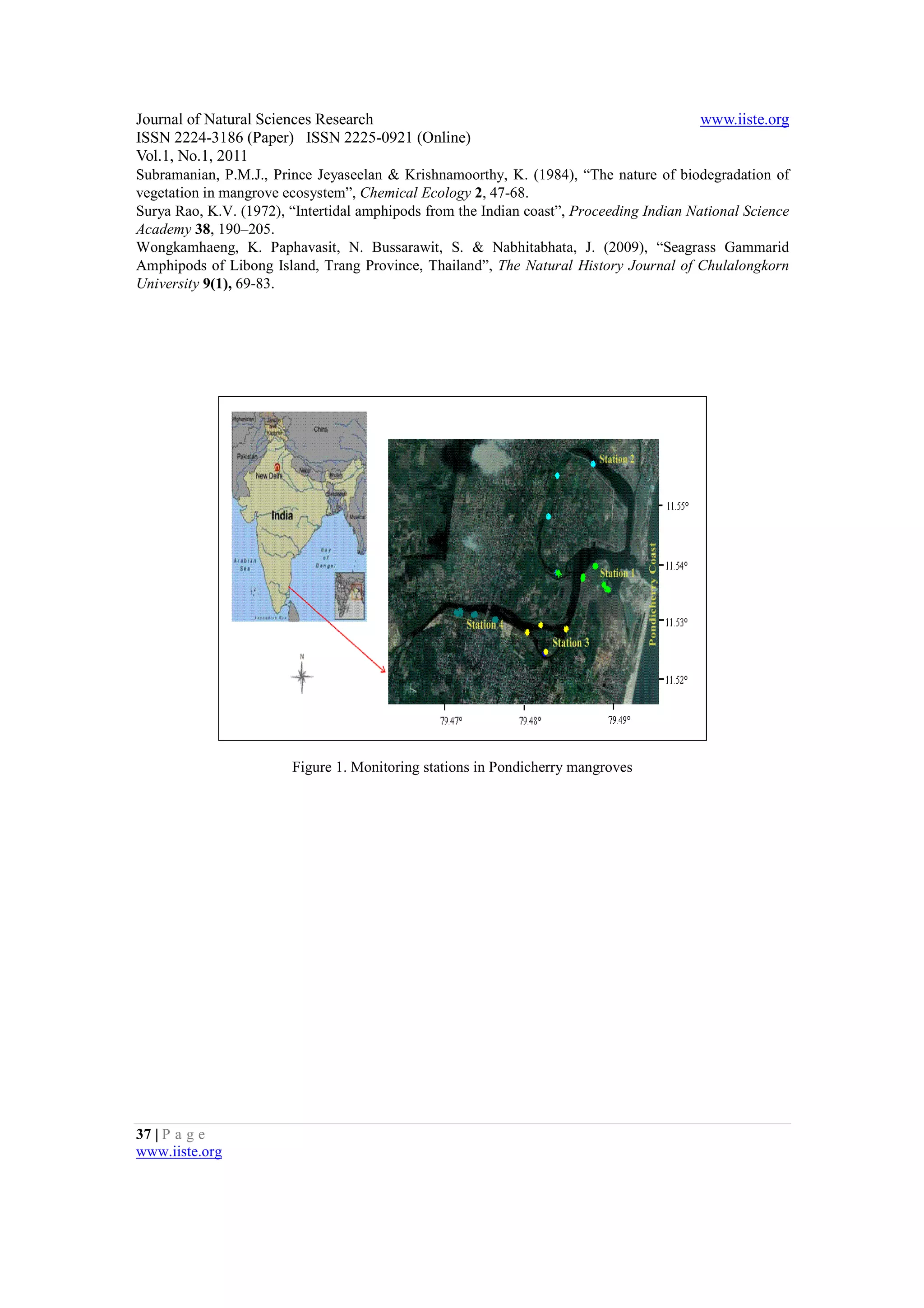 Intertidal amphipods crustacea amphipoda from pondicherry mangroves ...