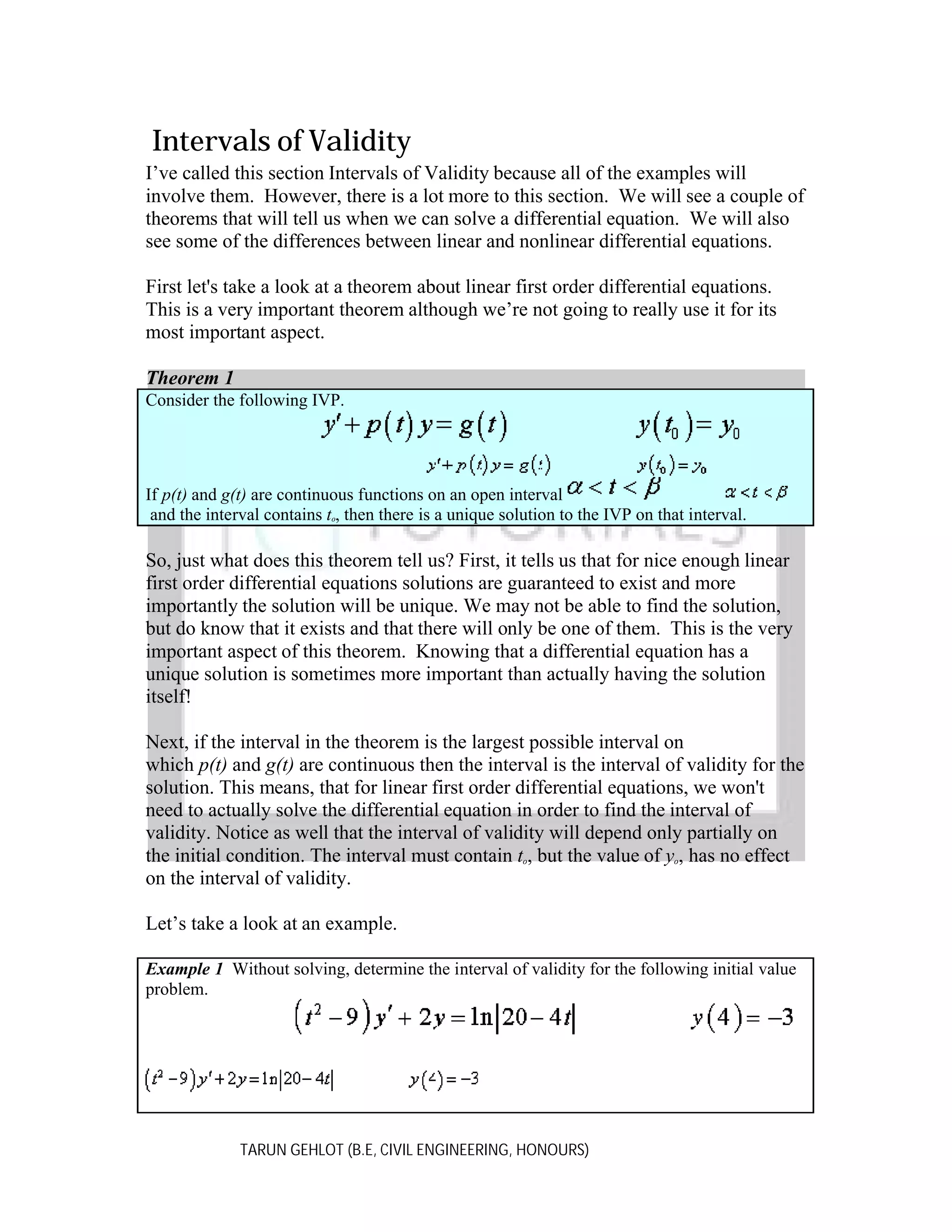 Intervals of validity | PDF