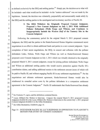 Intervenor Opposition to DEQ motion for Entry of Consent Judgment | PDF