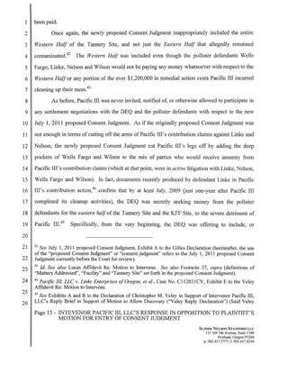 Intervenor Opposition to DEQ motion for Entry of Consent Judgment | PDF