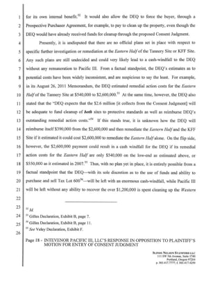 Intervenor Opposition to DEQ motion for Entry of Consent Judgment | PDF