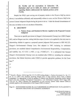 Intervenor Opposition to DEQ motion for Entry of Consent Judgment | PDF