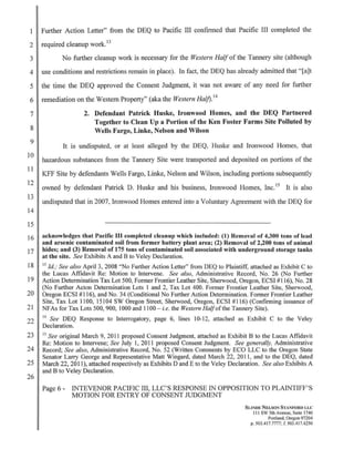 Intervenor Opposition to DEQ motion for Entry of Consent Judgment | PDF