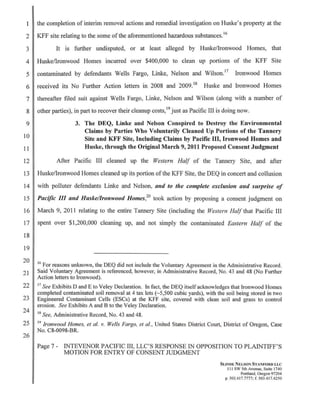 Intervenor Opposition to DEQ motion for Entry of Consent Judgment | PDF