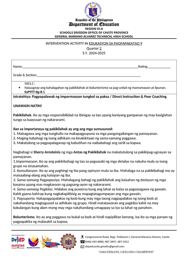 INTERVENTION-MATERIALS ESP 9 Q2 PAKIKILAHOK AT BOLUNTERISMO.docx