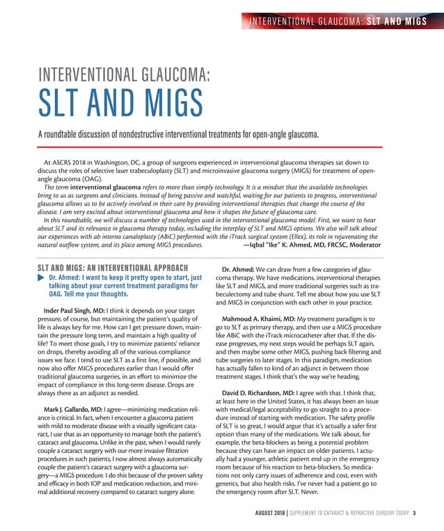 Interventional Glaucoma: SLT and MIGS | PDF