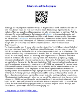 Interventional Radiography | PDF
