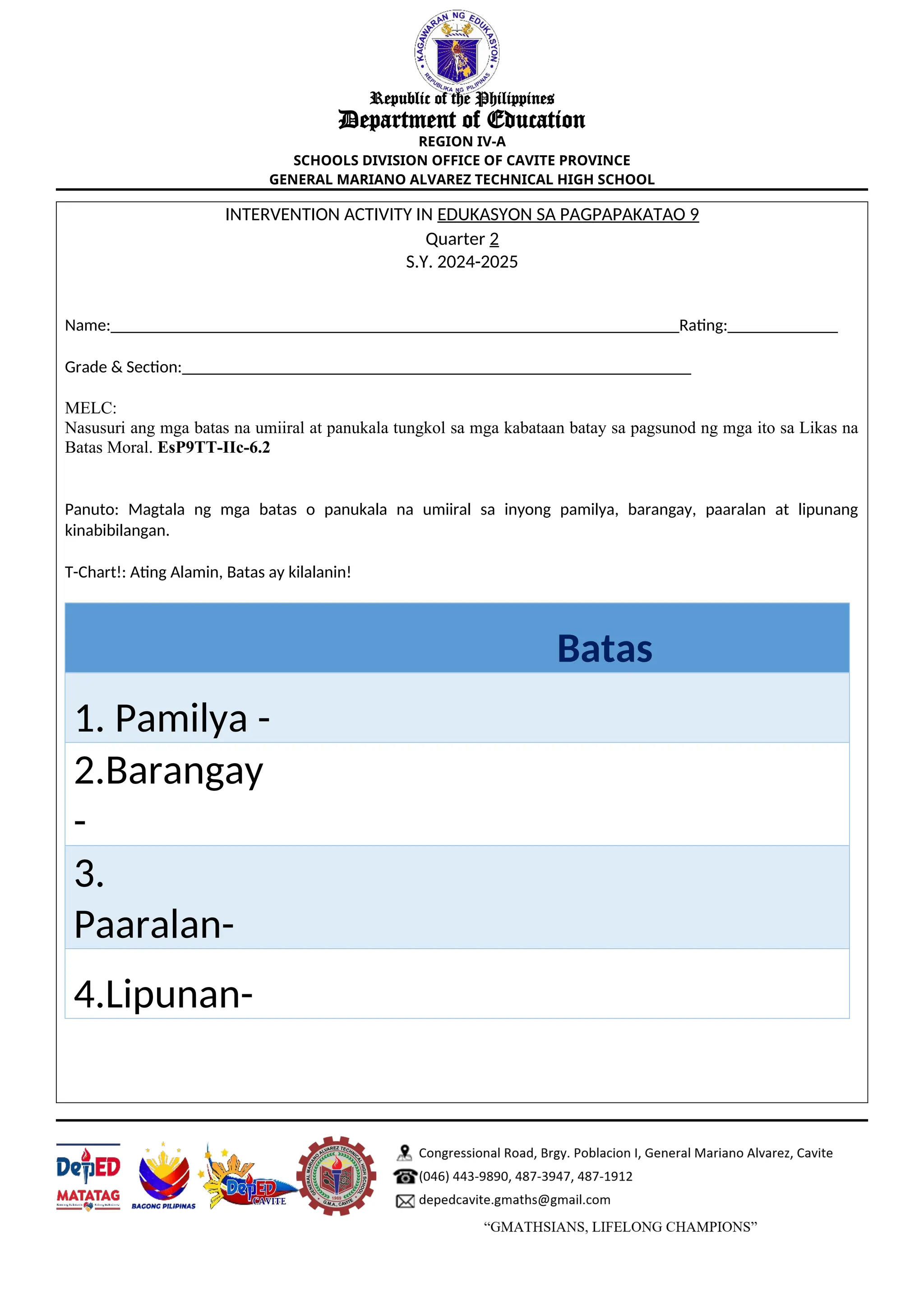 INTERVENTION MATERIALS-ESP 9 Q2 MGA BATAS NA NAKABATAY SA LIKAS BATAS ...