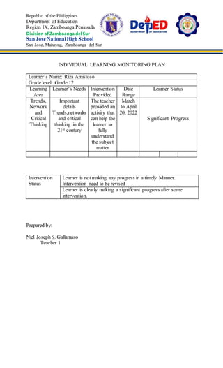 intervention plan.docx | Education