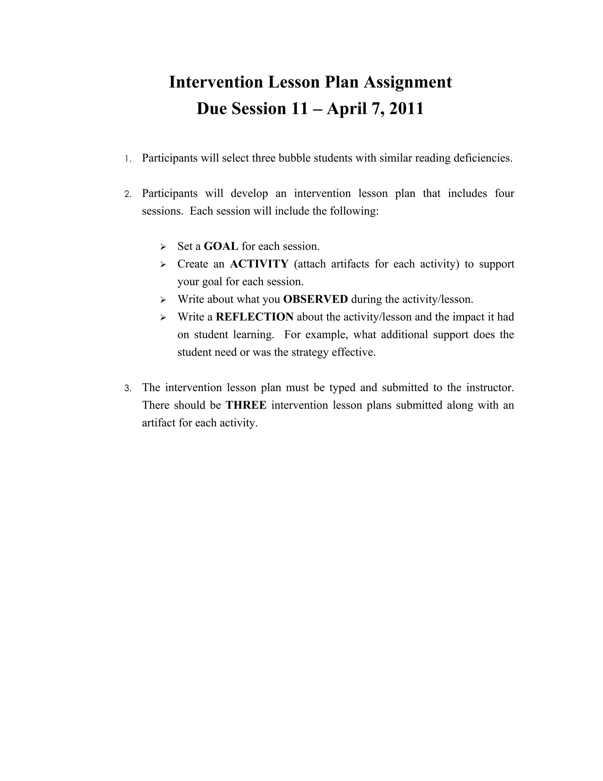 Intervention Plan Instructitons | DOC