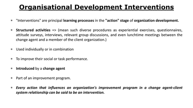 Organisational Development Interventions | PPTX | Physical Therapy ...
