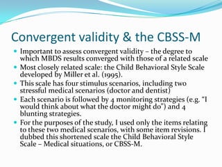 Interventions for children’s dental anxiety: Validating a coping styles ...